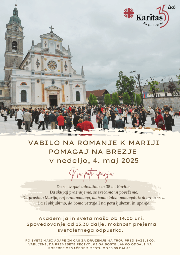 Vabilo na romanje k Mariji Pomagaj na Brezje, 4. maj 2025 - Slovenska kartas